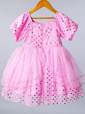 Sparkling Pink Net Dress (D25000101)